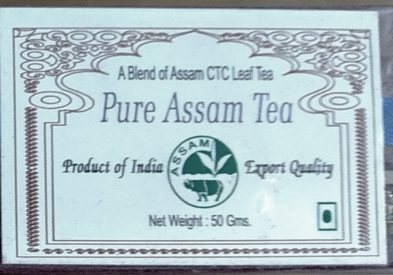 Caixa com chá indiano Pure Assam decorada com Shiva em vidro e madeira ...