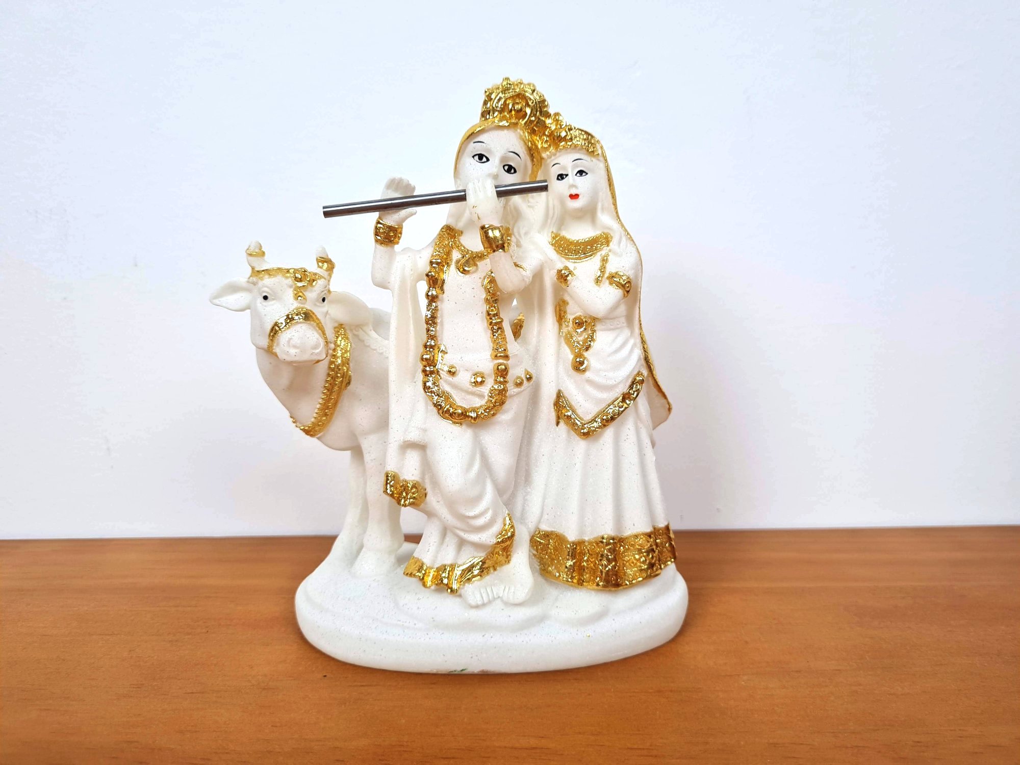 Radha e Krishna em resina branco 15cm – Bazar Indiano