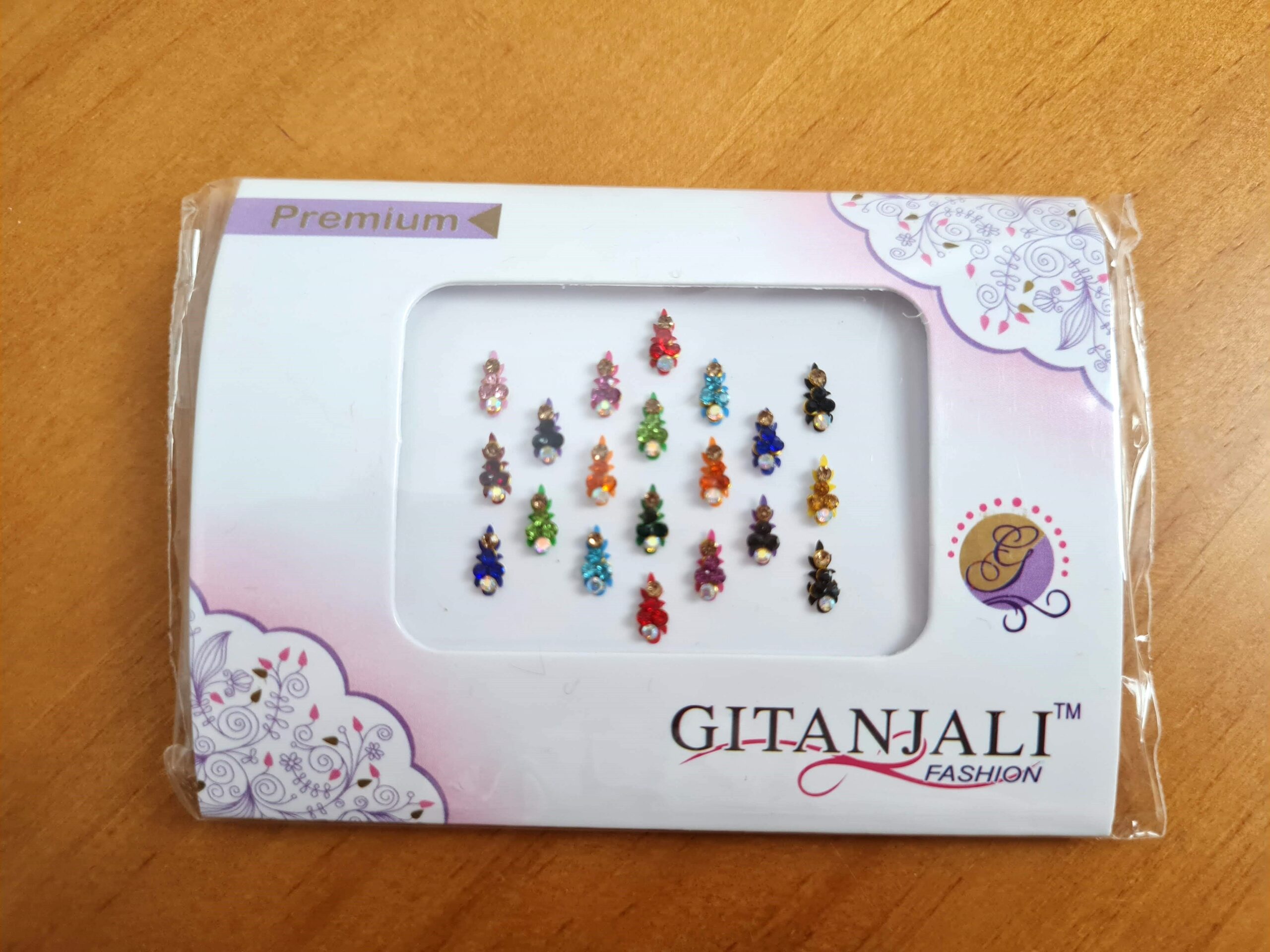 Bindi indiano Gitanjali adesivo para colar entre as sombrancelhas 20 ...